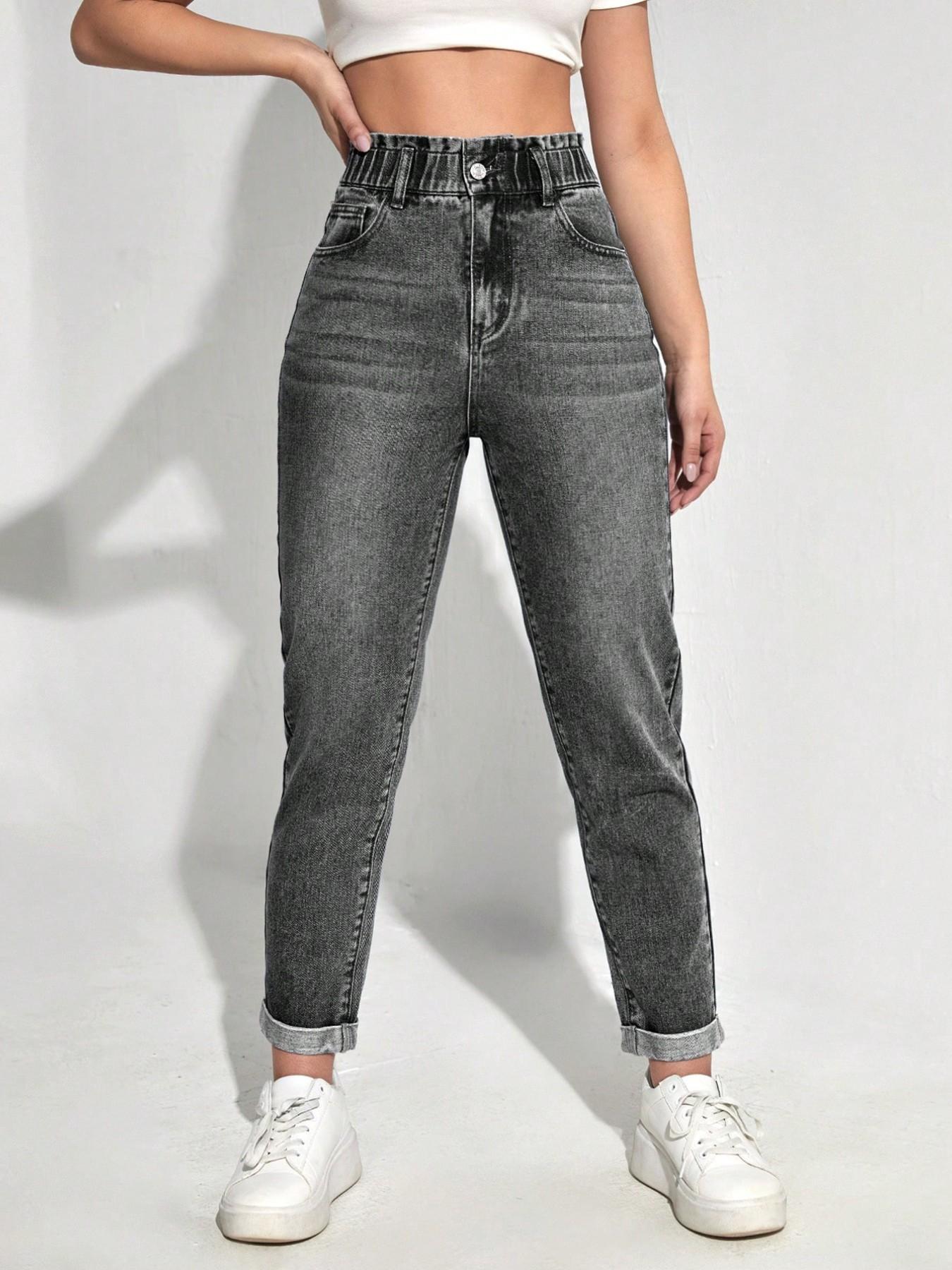 High-Waisted Jeans, Elastic Waist, Loose Fit, Harem Style, Slimming ...