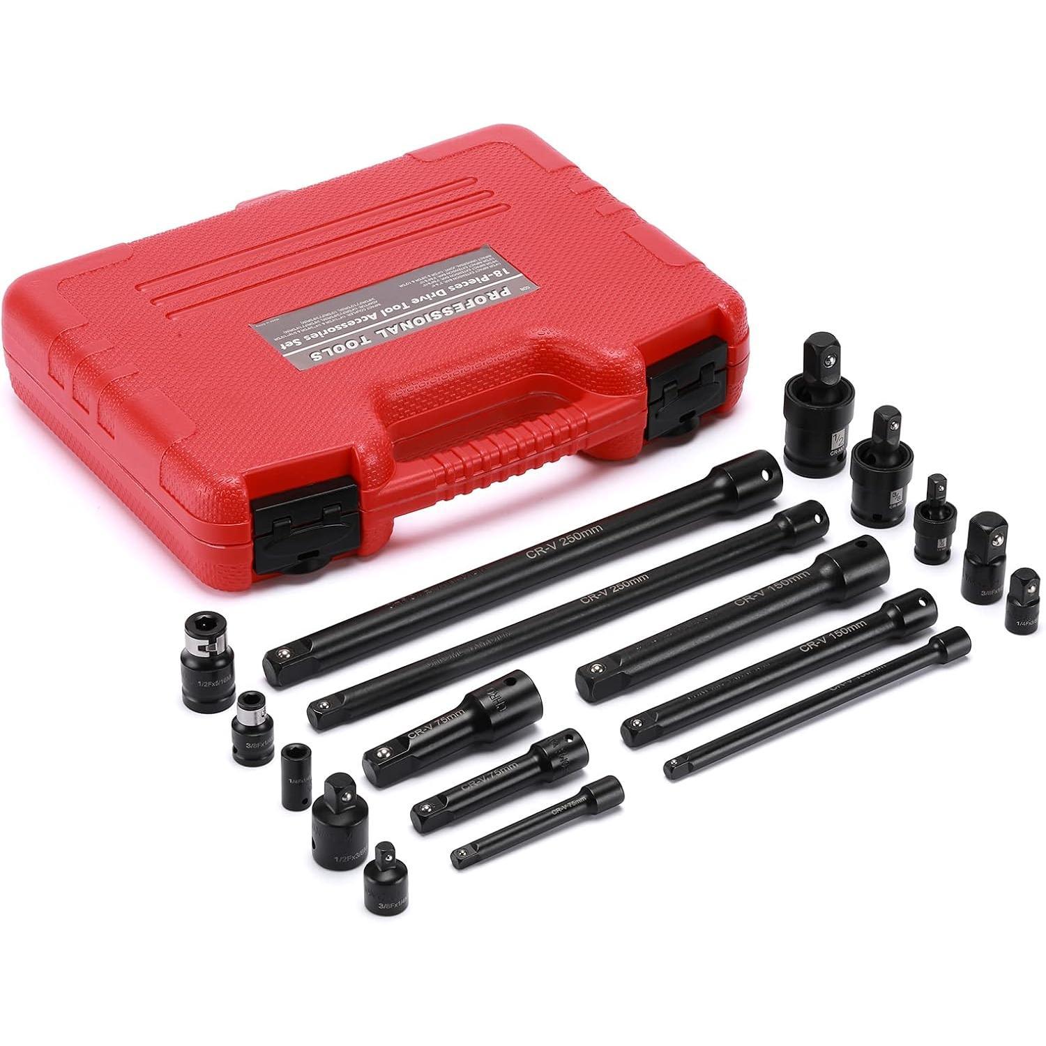 18- Drive Tool Accessory Set, Socket Accessory Set, Includes Socket ...