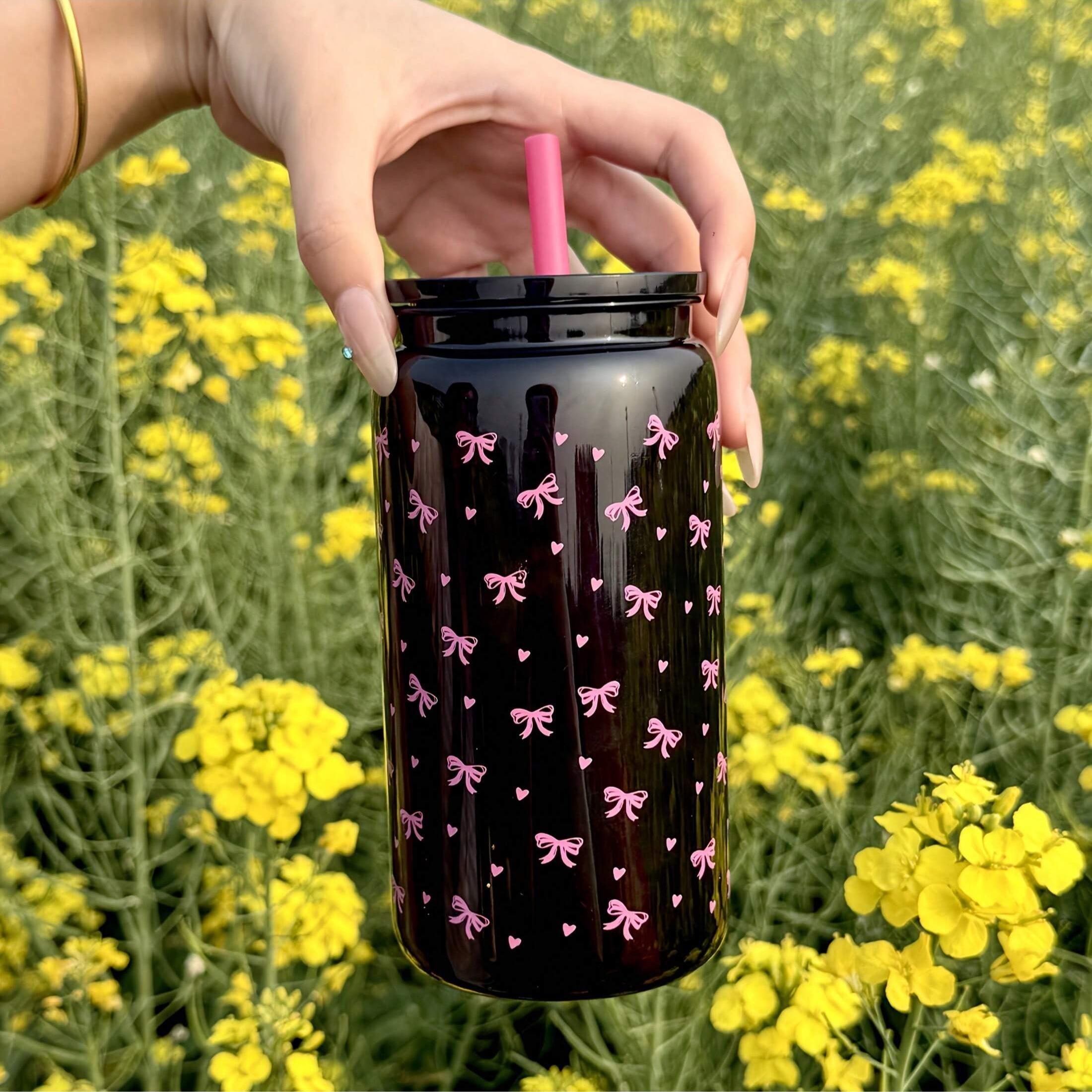 High-End, Aesthetic & Bowknot Leakproof Straw Cup Bottle with Lid ...