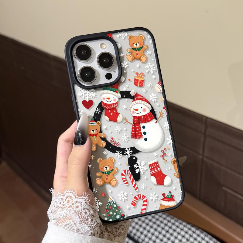 Christmas Snowman Bear Case Design Magnetic Anti-Drop Apple Protection ...