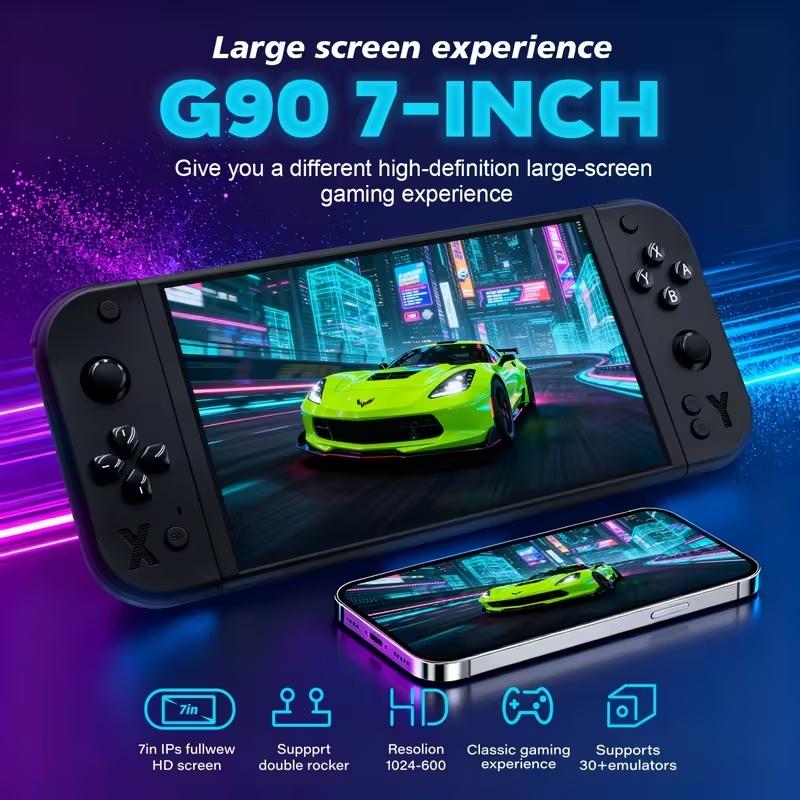G90 Handheld Gaming Console Portable Digital Console 64GB 7.0" HD IPS ...