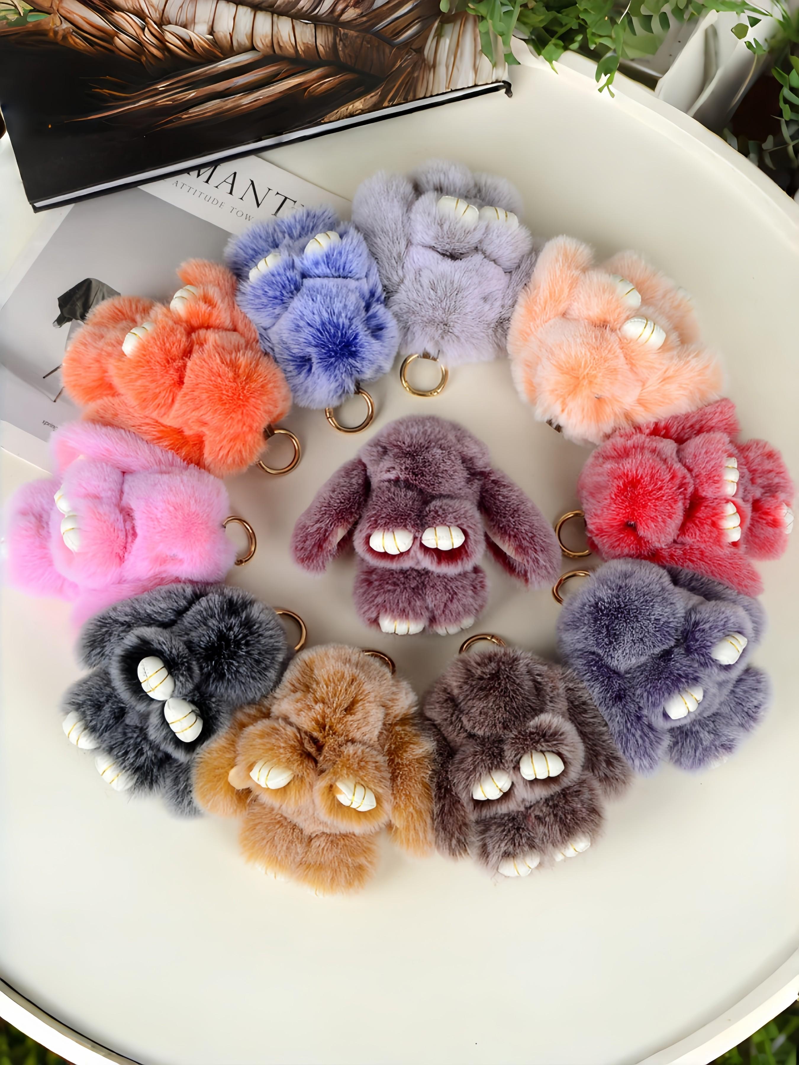 Cute Plush Bunny Keychain Pendant, Soft Stuffed Rabbit Charm Accessory ...