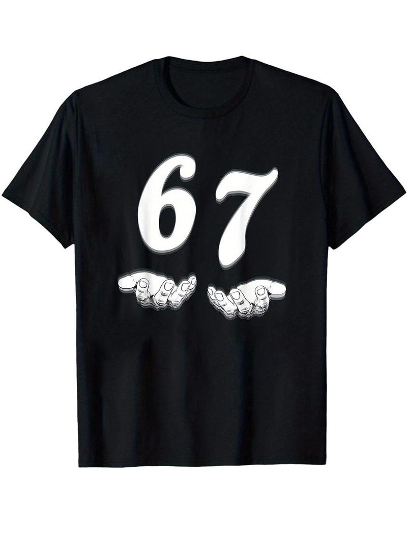 67 Gesture Meme Print T-Shirt, Casual Viral Aesthetic, Tiktok Trendy ...