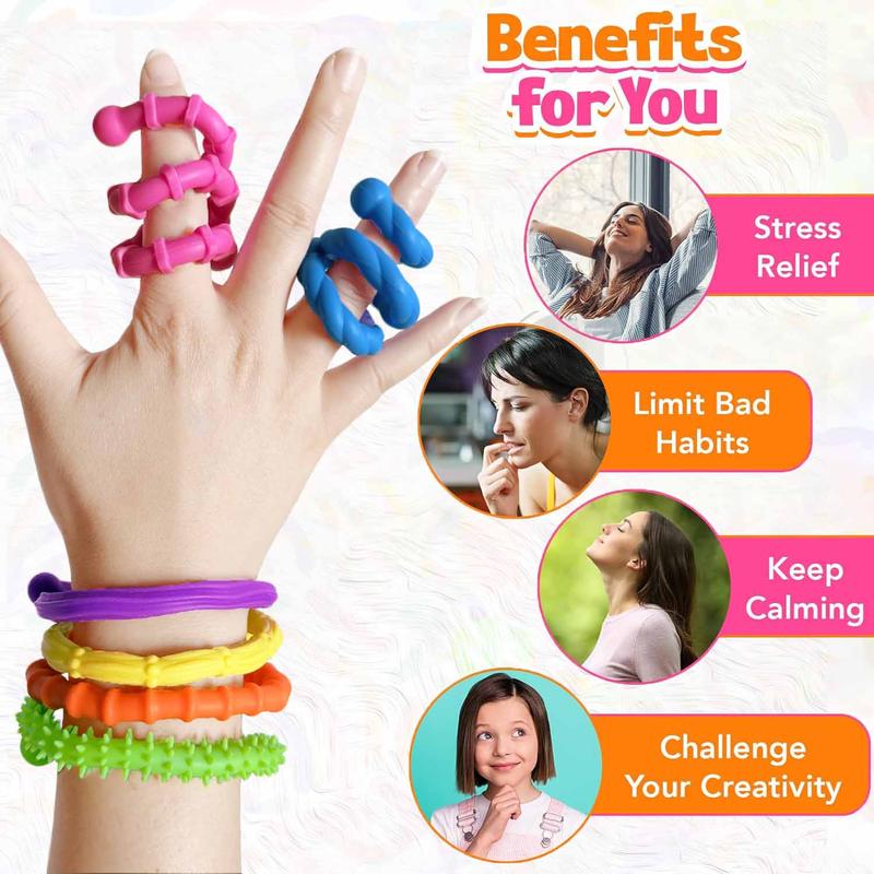 6-Piece Kids Sensory Stick Fun Stress Relief Toys, Twistable Foldable ...