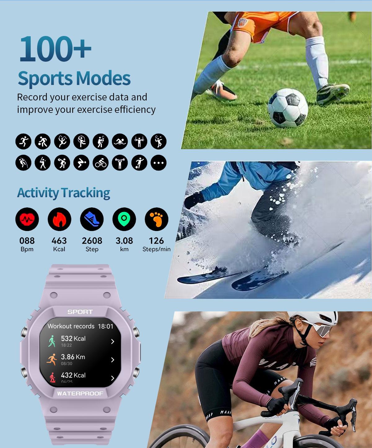 Men’s Military Smart Watch, with Led Flashlight and Compass, 1.75Inch ...