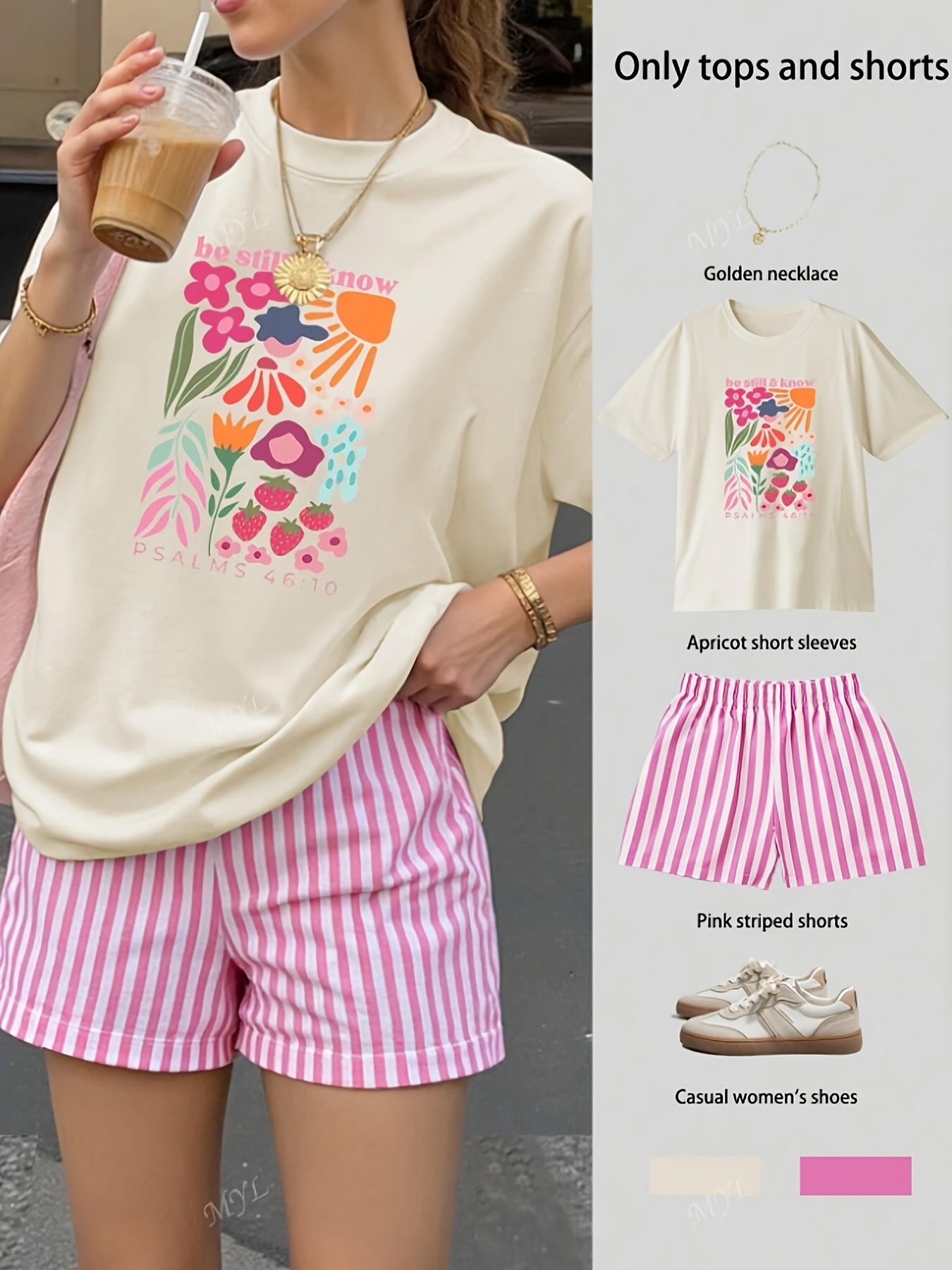 Y2K Floral Graphic Two Piece Set - 'Be Still & Know' Inspirational ...