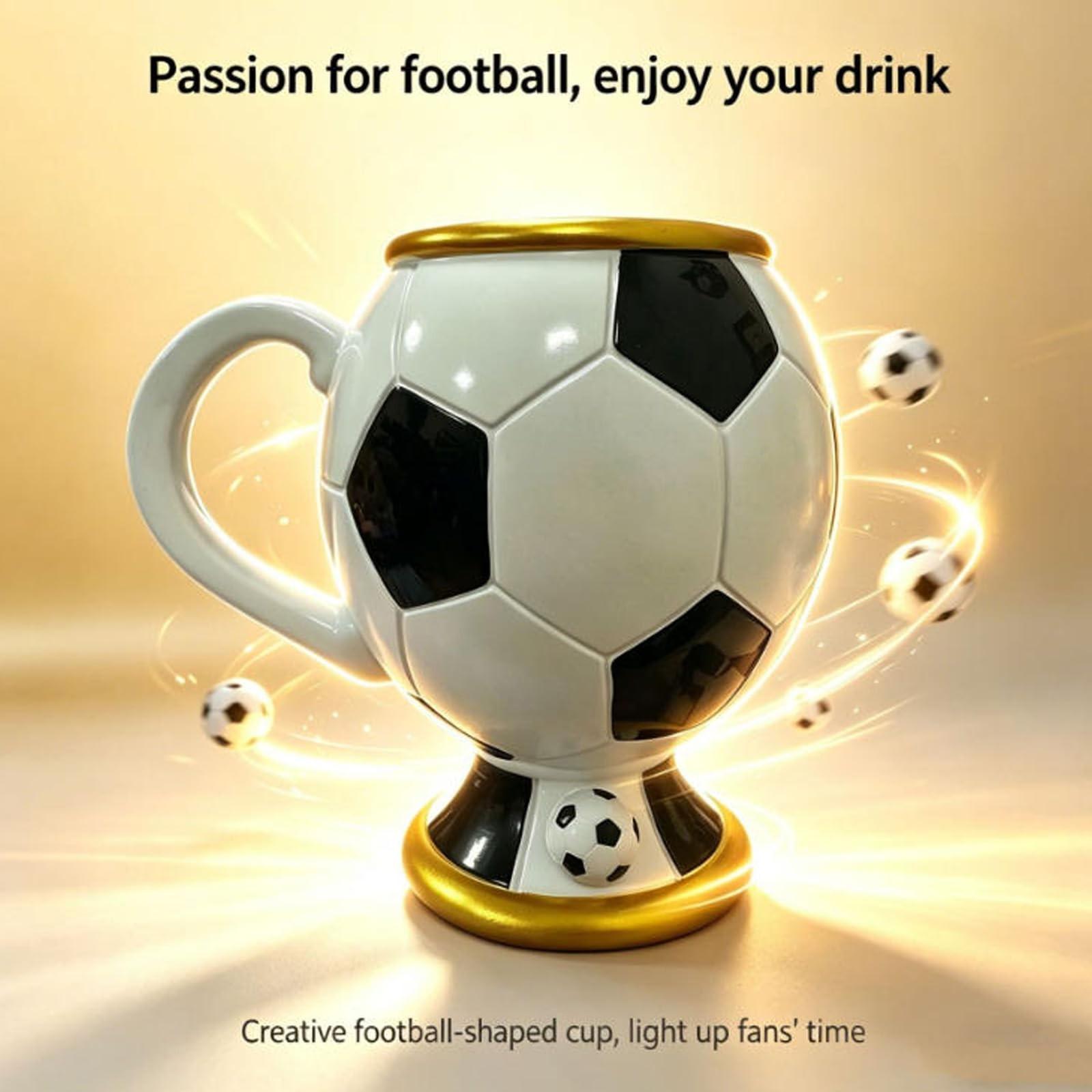 Soccer Mug with Handle, Creative Football Shaped Ceramic Coffee Cup ...