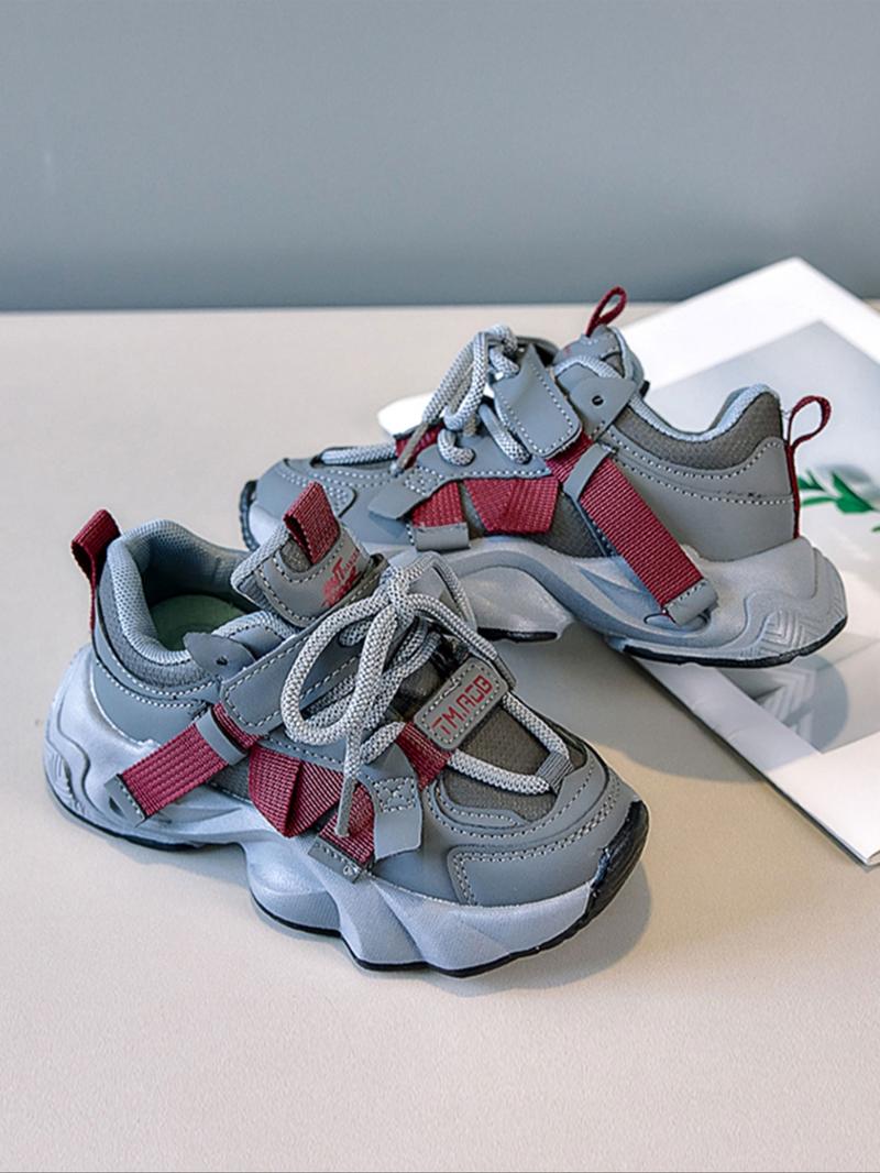 Unisex Kids Cool Dad Shoes Colorblock Velcro Laces Easy Wear Thick Sole ...