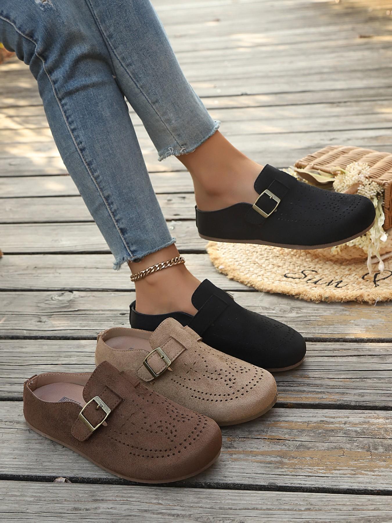Women's Vintage Casual Slide Slippers, Textile Material, Rubber Sole ...