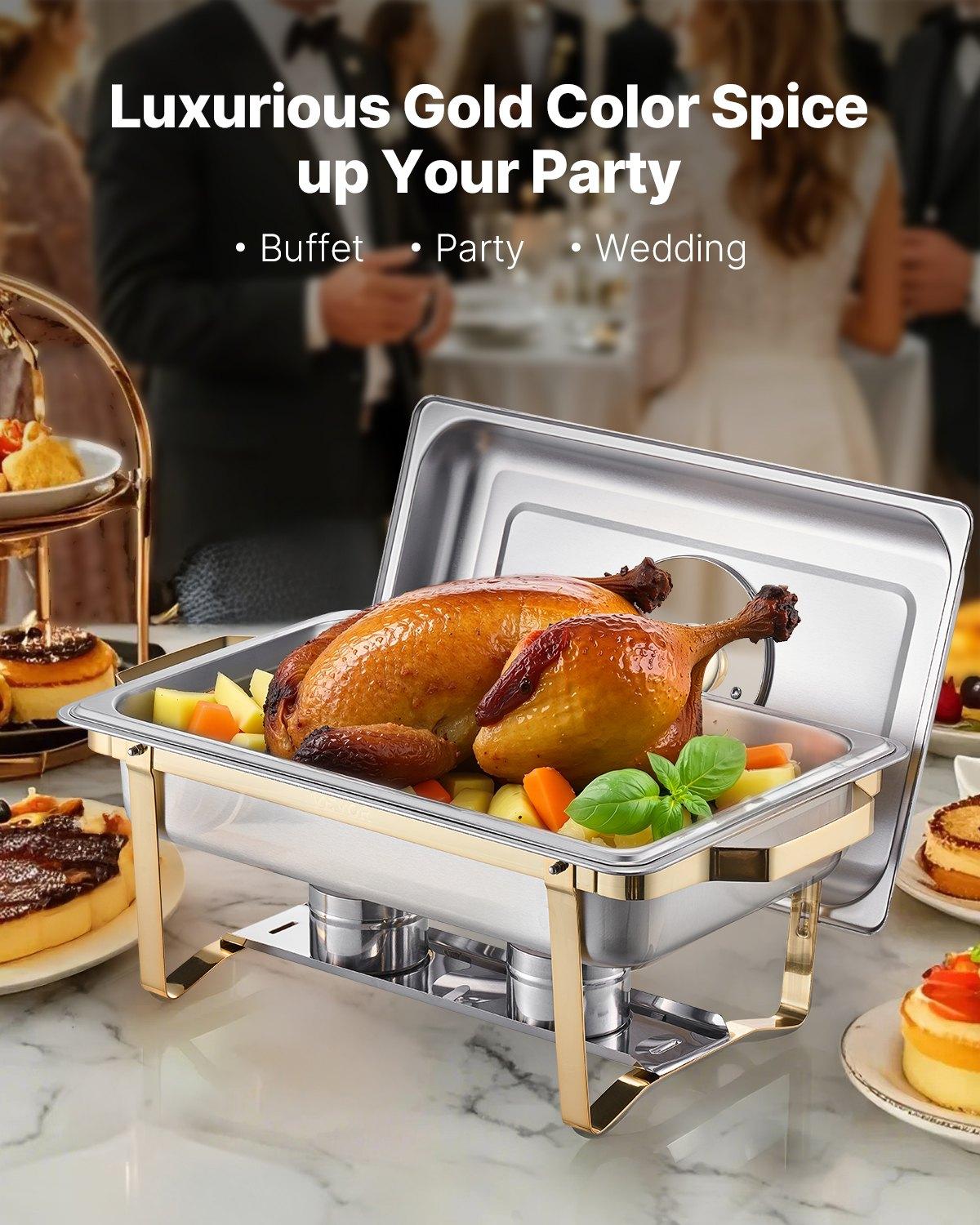 VEVOR Chafing Dish Buffet Set, 8 Qt 4 Pack, Stainless Steel Chafer with ...