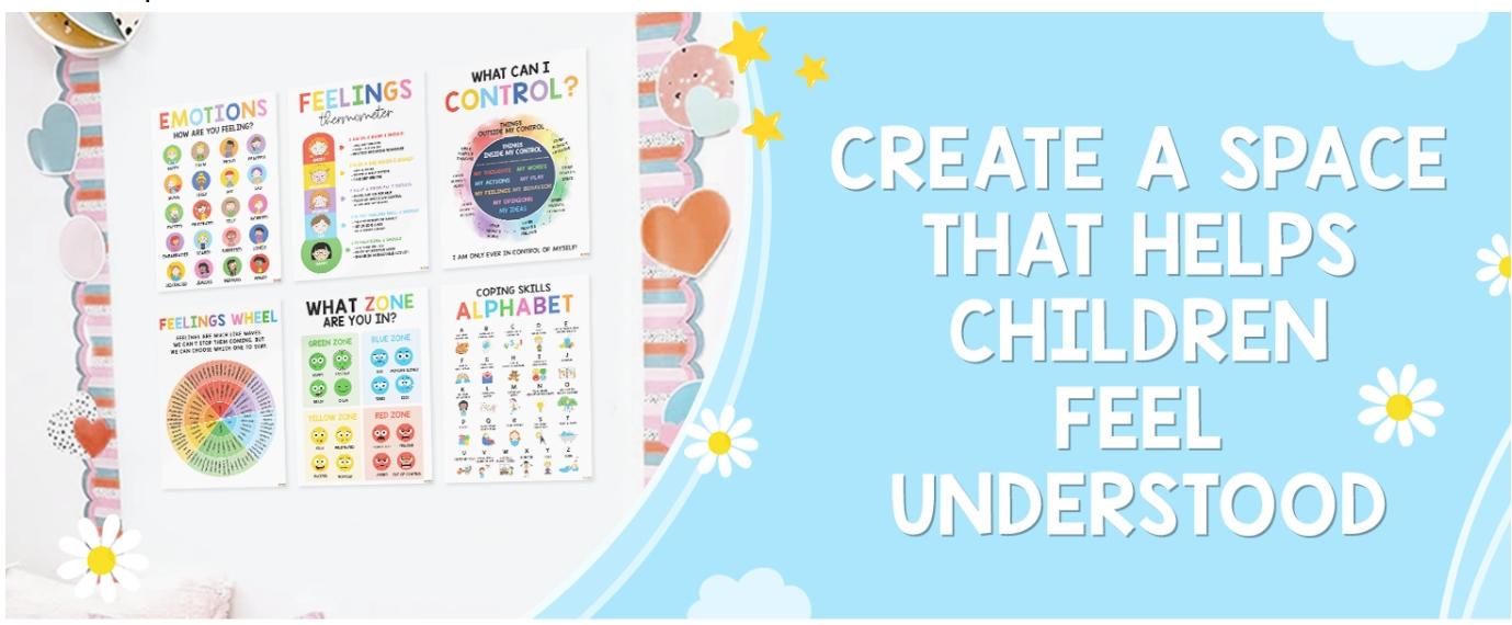 Calming Corner Classroom Posters, Feelings Wheel Chart & Emotions ...