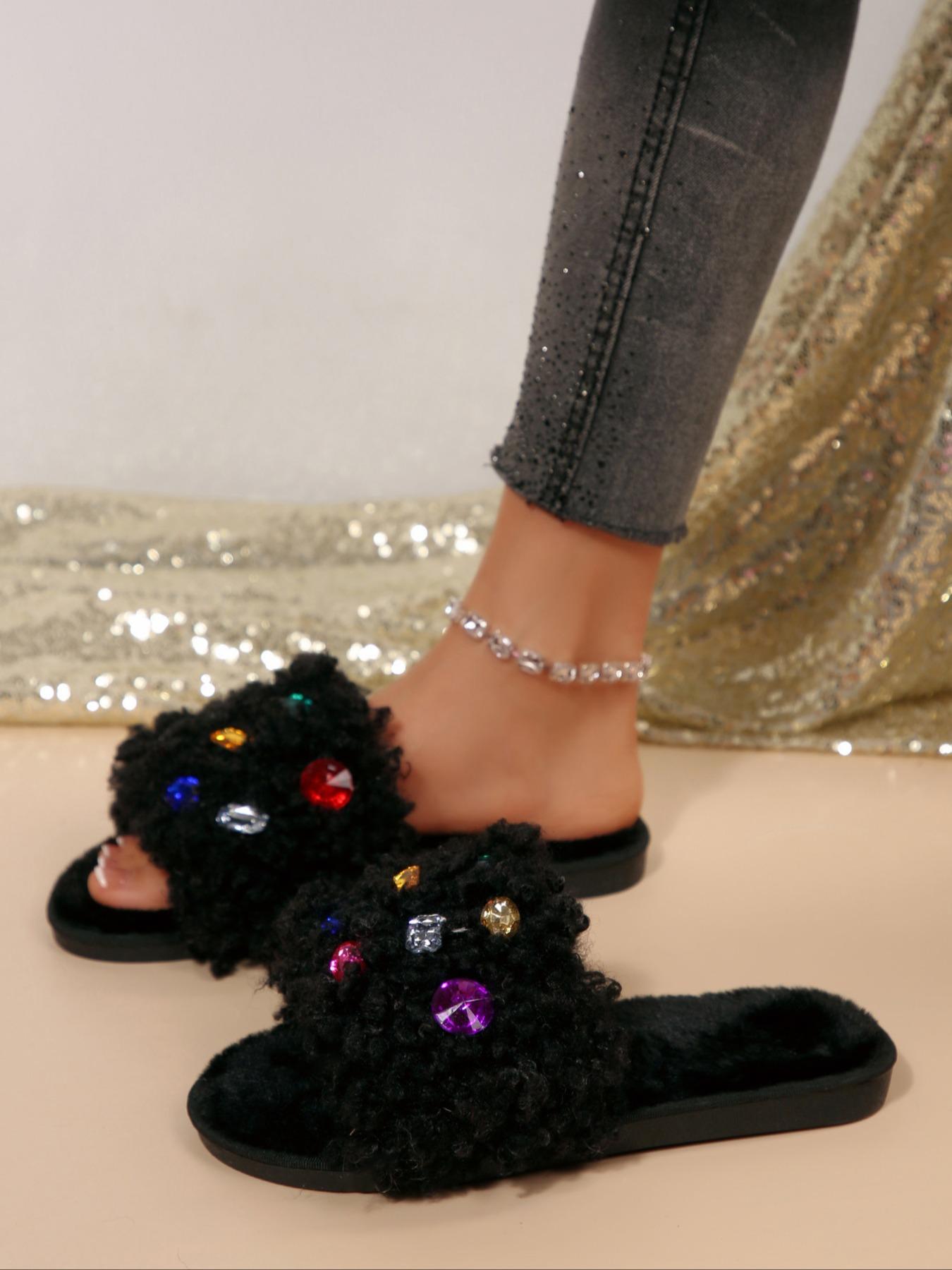 Women's Comfortable Indoor Slippers, Fashion Flat Design, Soft Thick ...