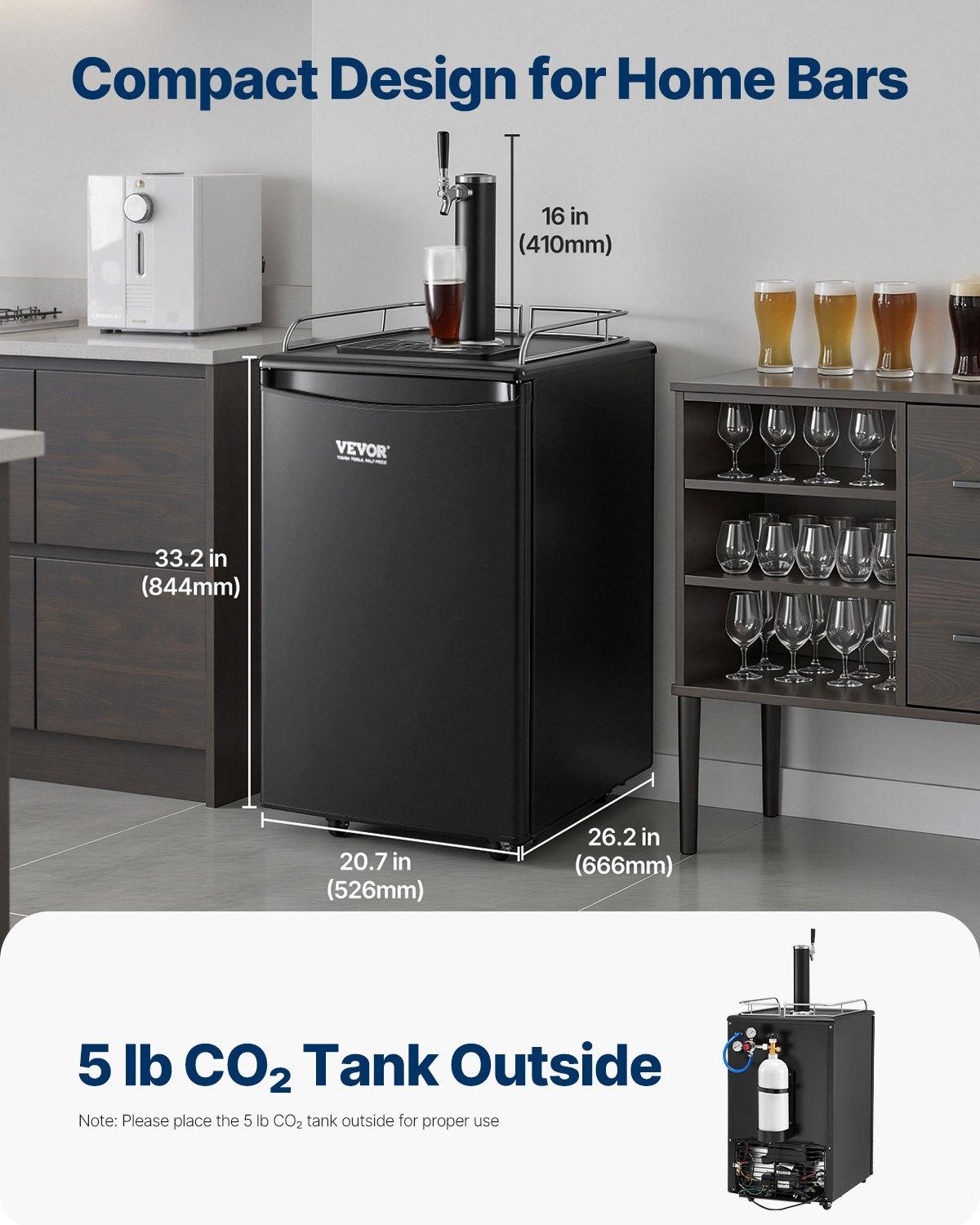 VEVOR Beer Kegerator, Single Tap Draft Beer Dispenser, Full Size Keg ...