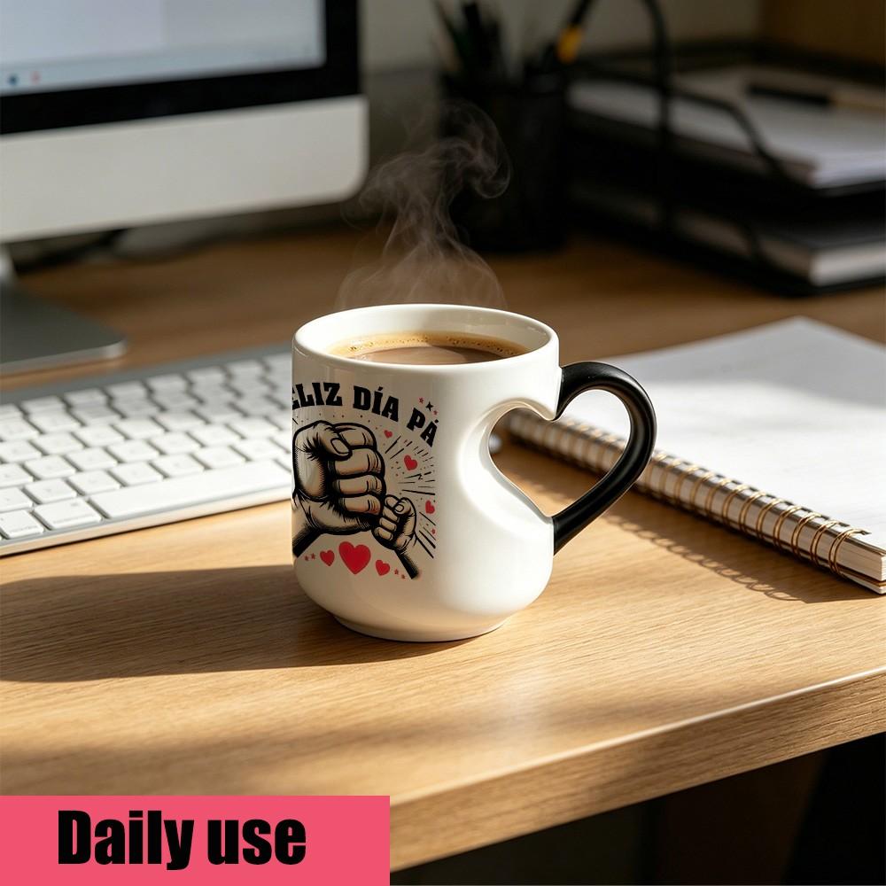 Magic Color - Changing mug Heart - Handle Mug, Happy Father's Day Fist ...