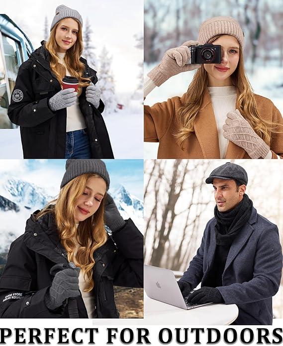 REACH STAR 2 Pairs Winter Gloves for Women Touch Screen Elastic Thermal ...