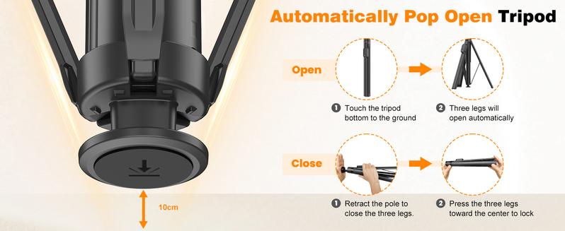 Ormos 70" Automatic Tripod,Auto-Open Phone Tripod Stand with Magnetic ...