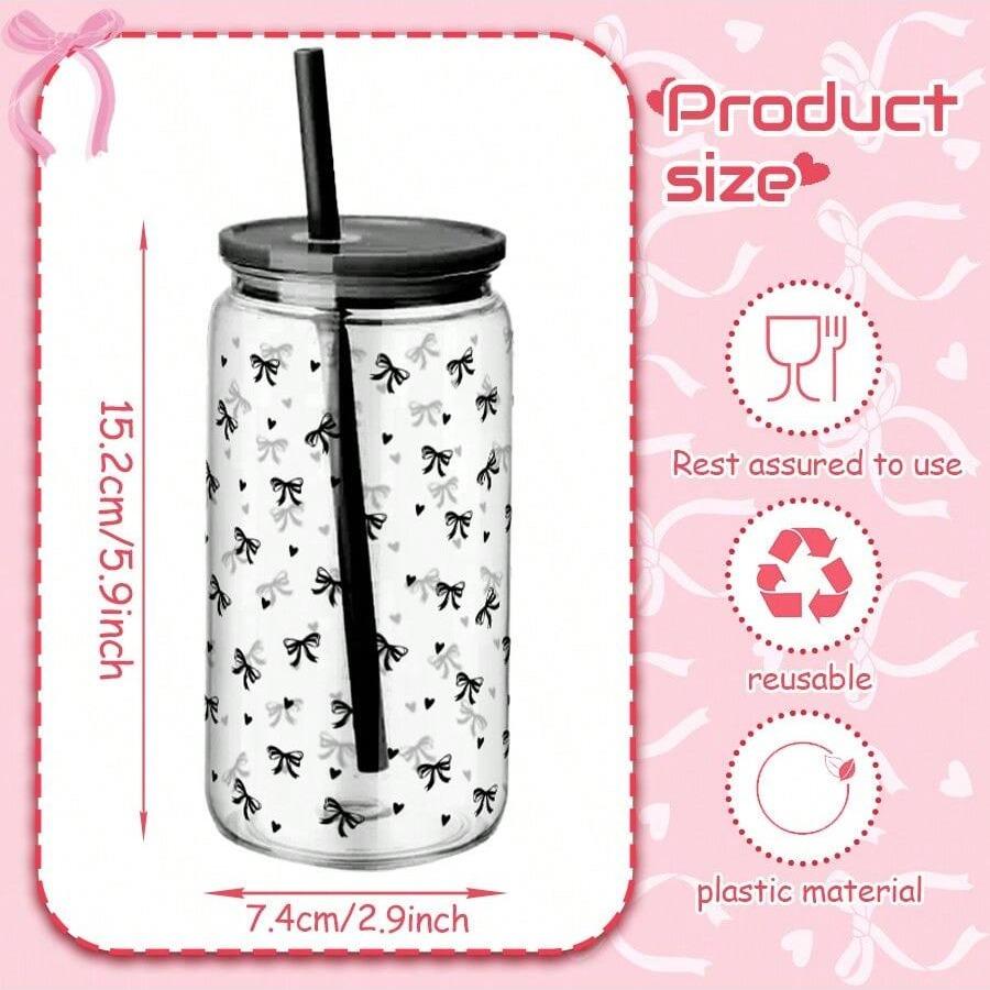High-End, Aesthetic & Bowknot Leakproof Straw Cup Bottle with Lid ...