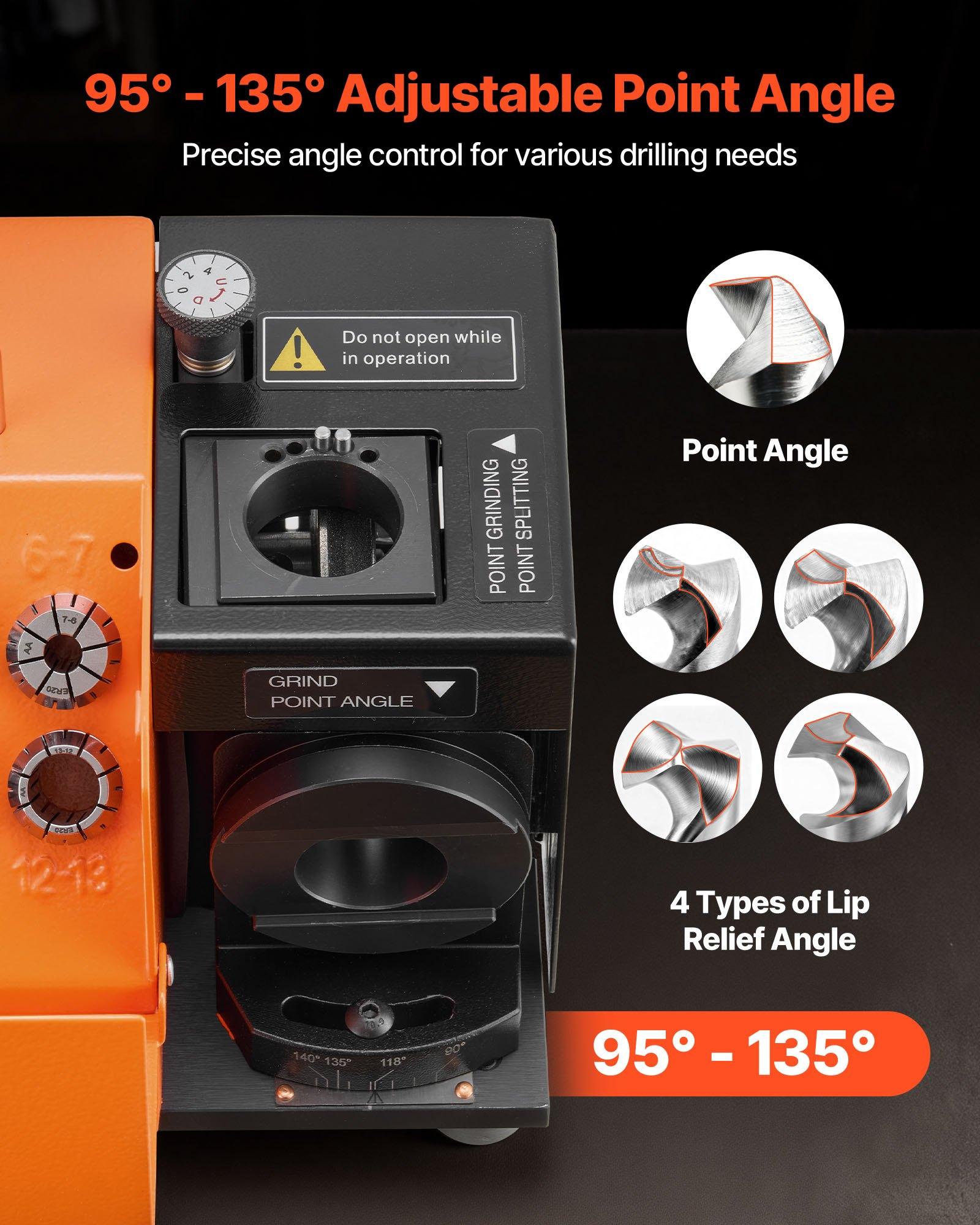 VEVOR Drill Bits Sharpener MR-13B+, 3-15mm Drill Bit Grinder Sharpener ...