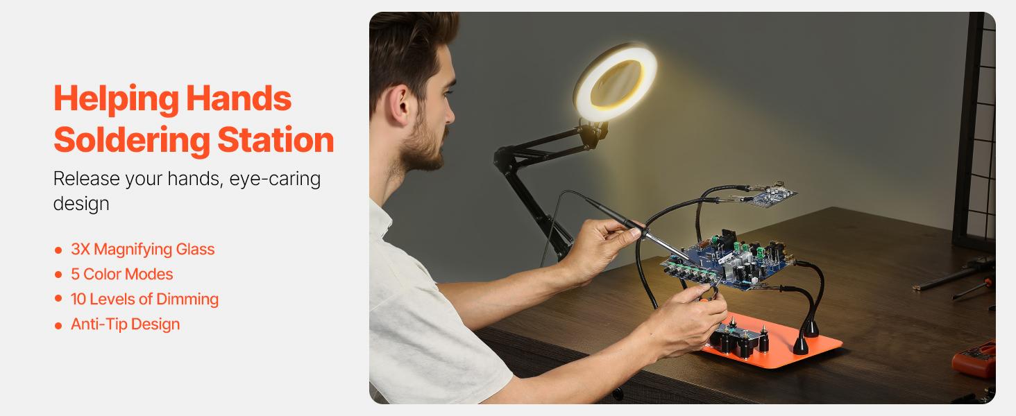 fathersdaygift VEVOR Magnetic Helping Hands Soldering Station, 2-In-1 ...