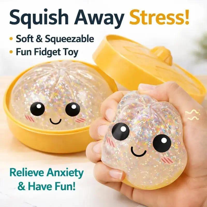 【Blind Box】2026 New Glitter Dumpling Squishy with Steamer Box, Soft ...