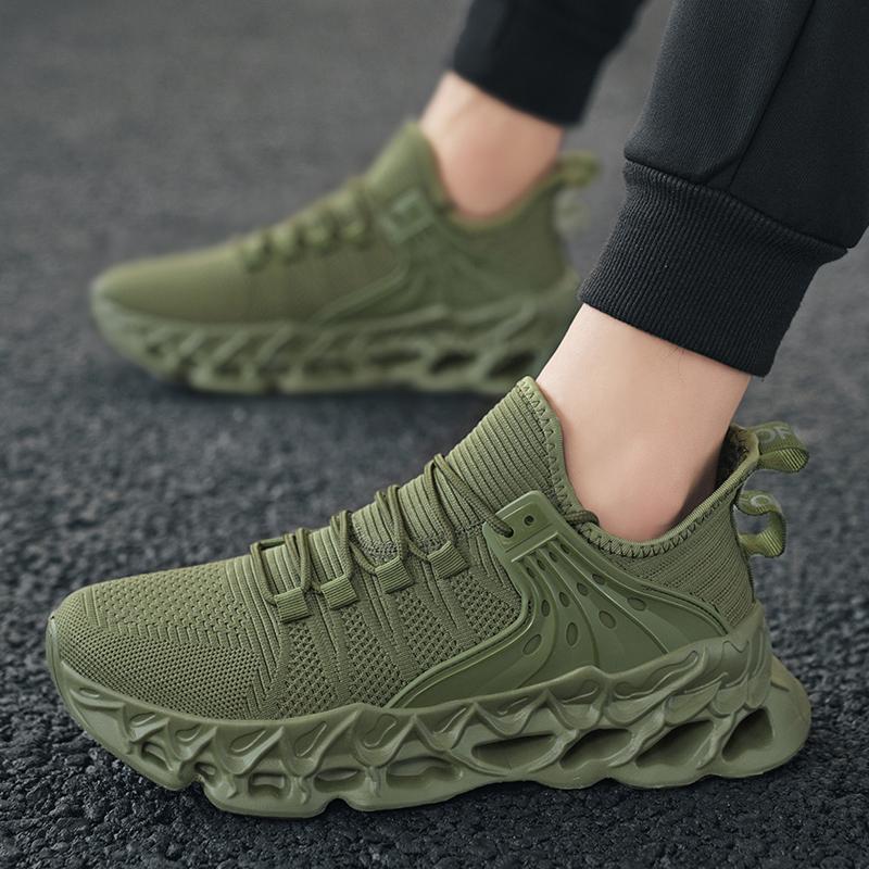 Men's Breathable Flyknit Sneakers, Blade Sole Anti-Slip Athletic ...
