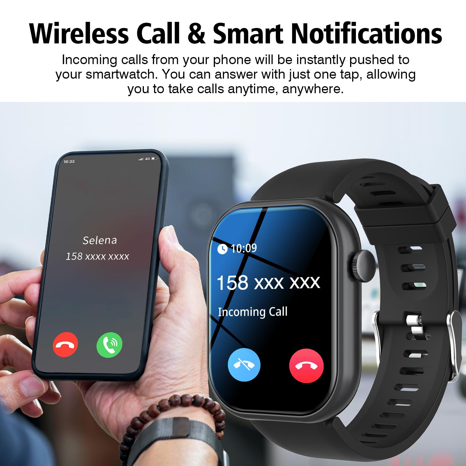 Men Women Wearable Unisex Smartwatch - Wireless Call & Message ...