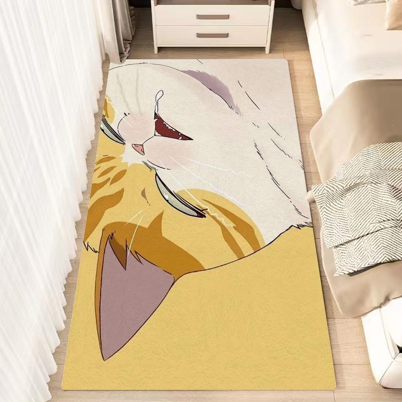 1pc Anime Cat Yawn Pattern Fluffy Minimalist Area Rug, Polyester 100% ...
