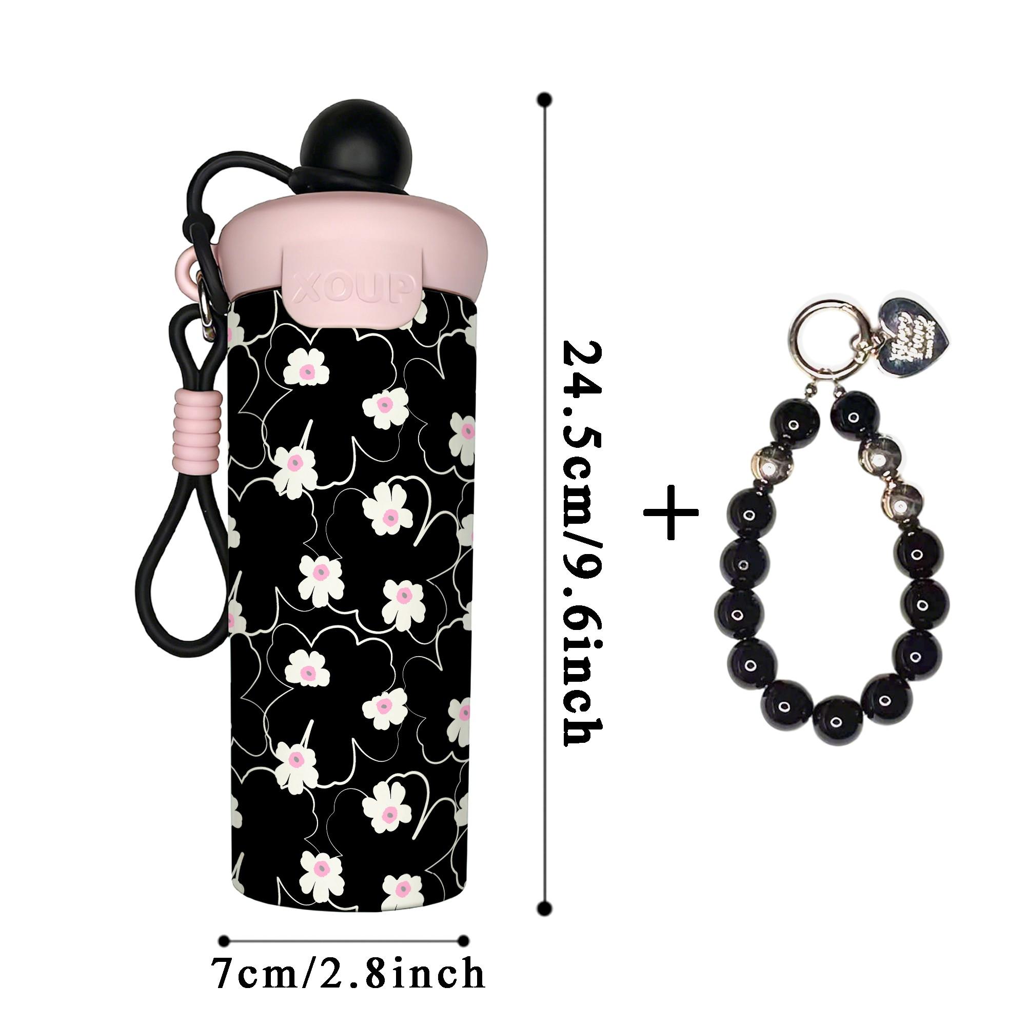 600ML Insulated Cup with Beaded Bracelet, Floral Cutout Design ...