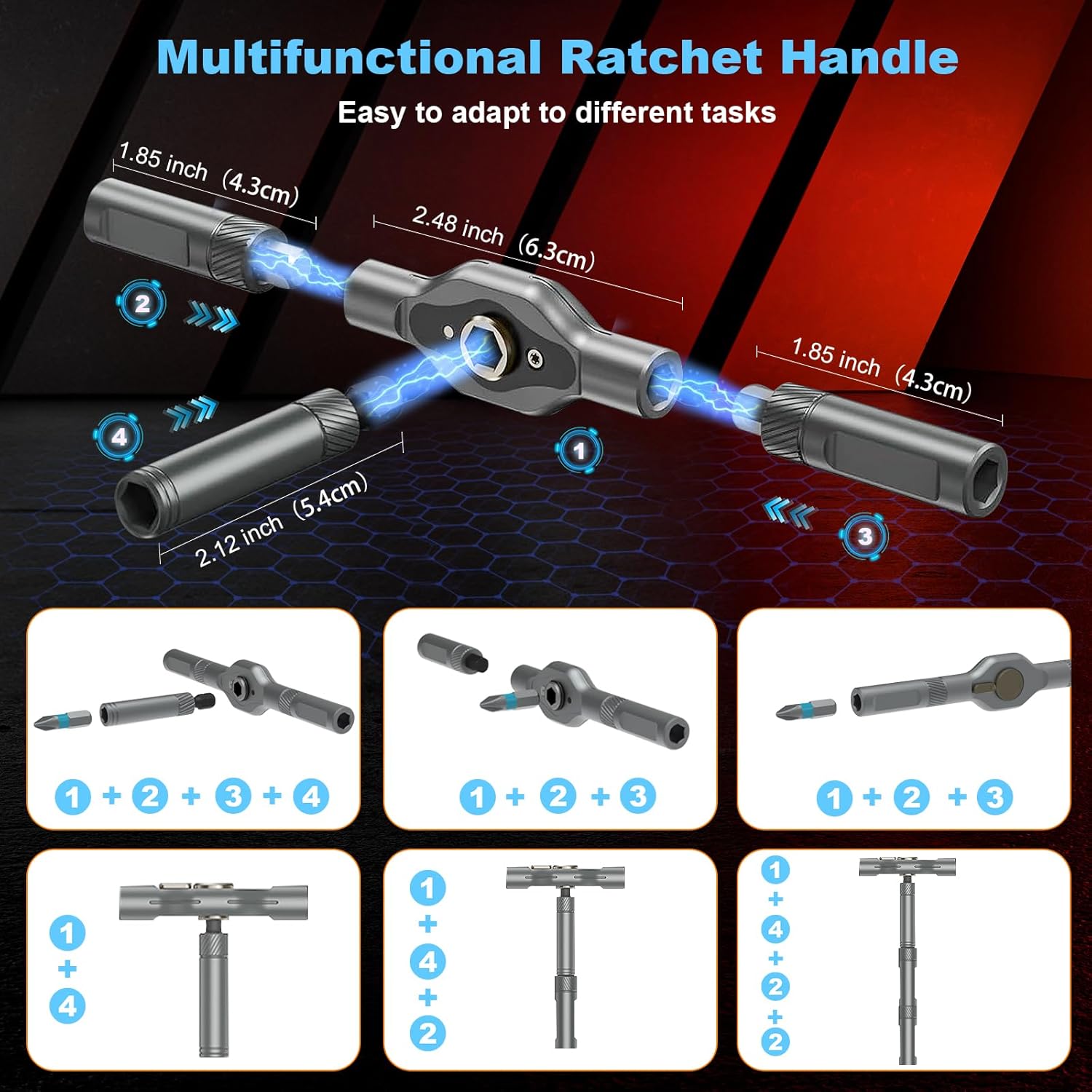 24 In 1 Set DIY, Portable Ratchet Set with T Handle, Removable Self ...