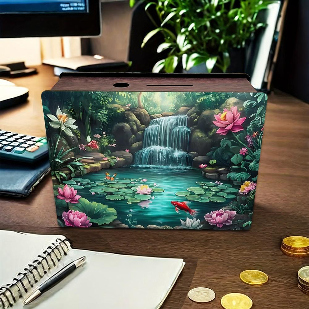 Wooden Piggy Bank, Tropical Water Scene Design, Family Savings Plan ...