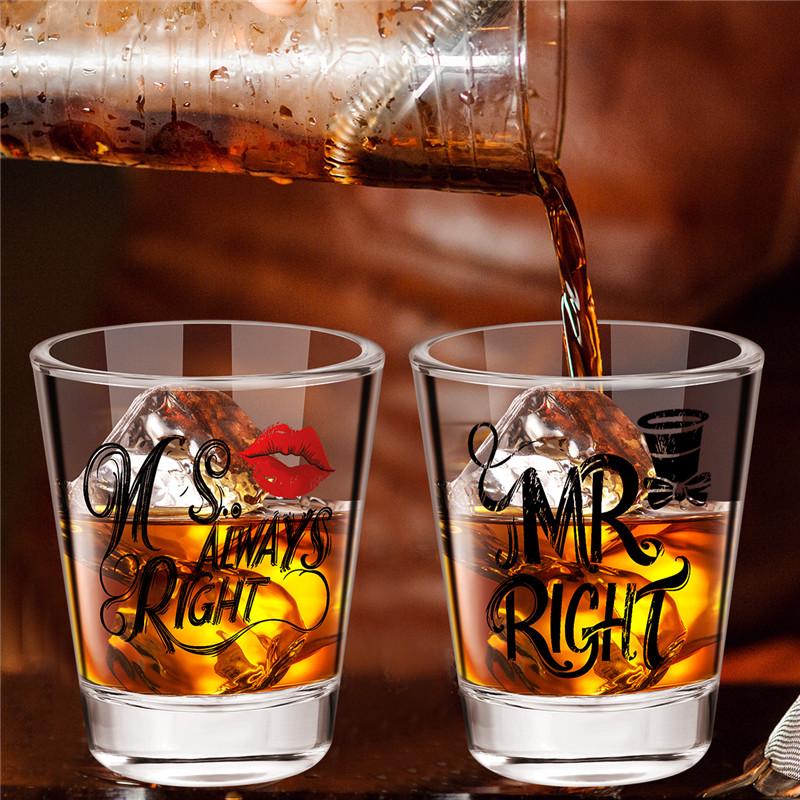 1 Set Creative Couple Shot Glasses , 60ml/2oz Transparent Glass ...