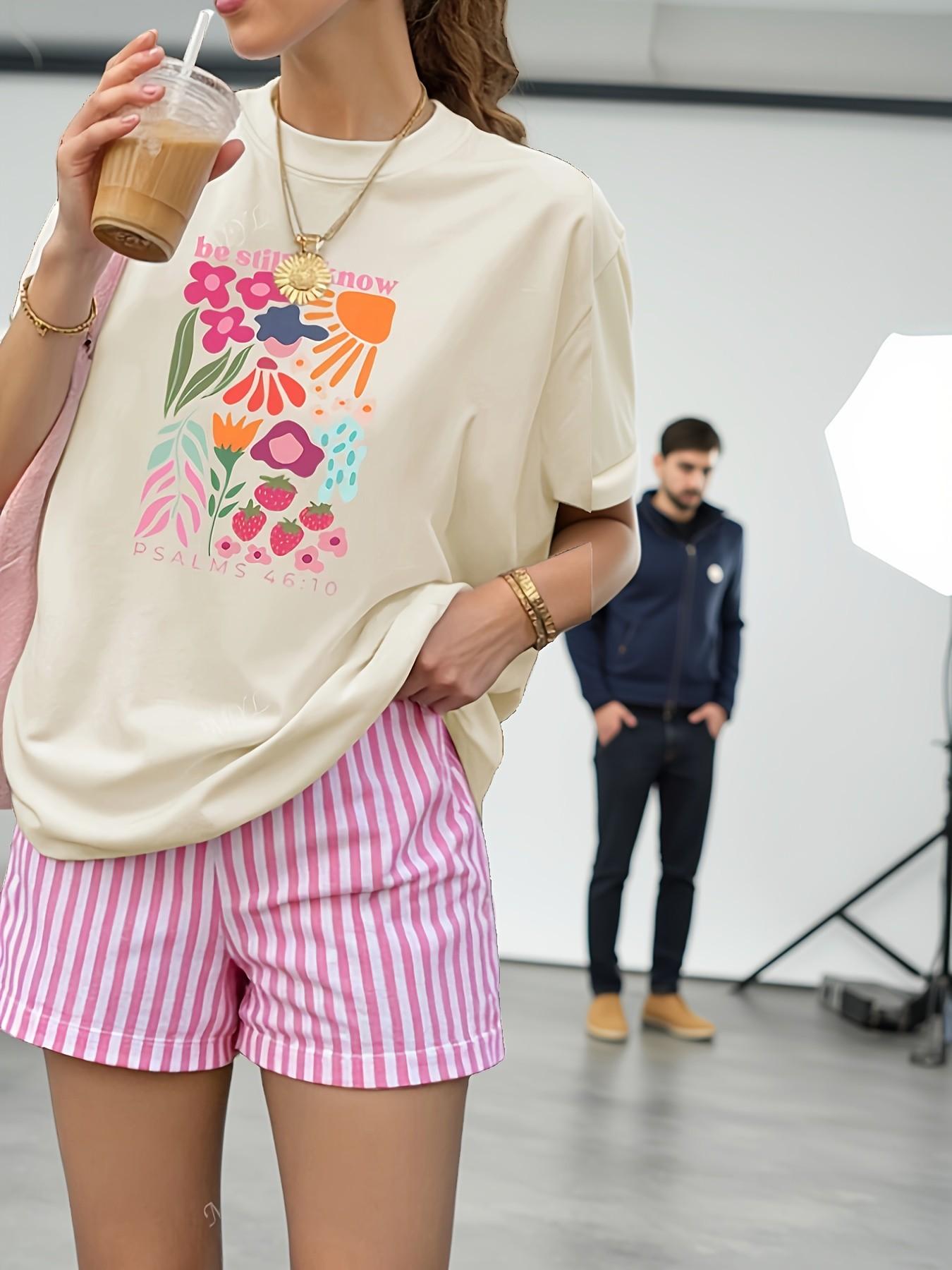 Y2K Floral Graphic Two Piece Set - 'Be Still & Know' Inspirational ...