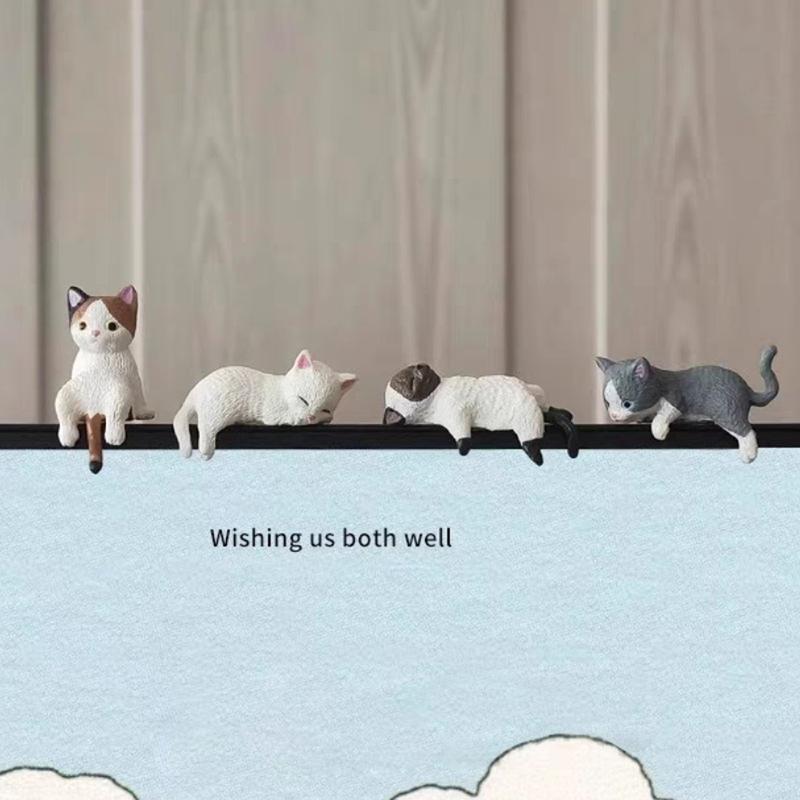 Mini Cat Desk Figurines Set of 5, Resin Multi Pose Kitty Ornaments ...