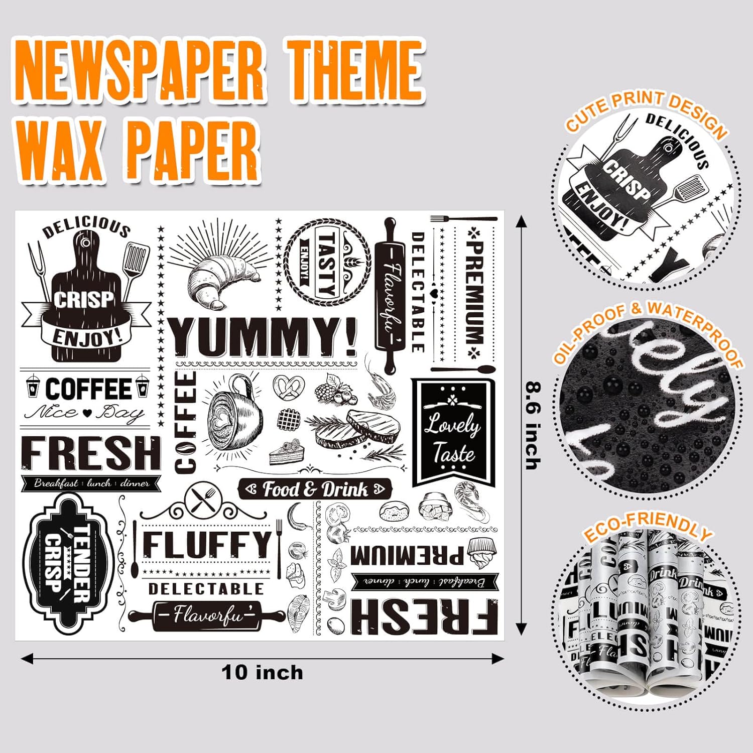 160 count Newsprint Wax Paper Sheets, Newspaper Theme Wrap Papers for ...