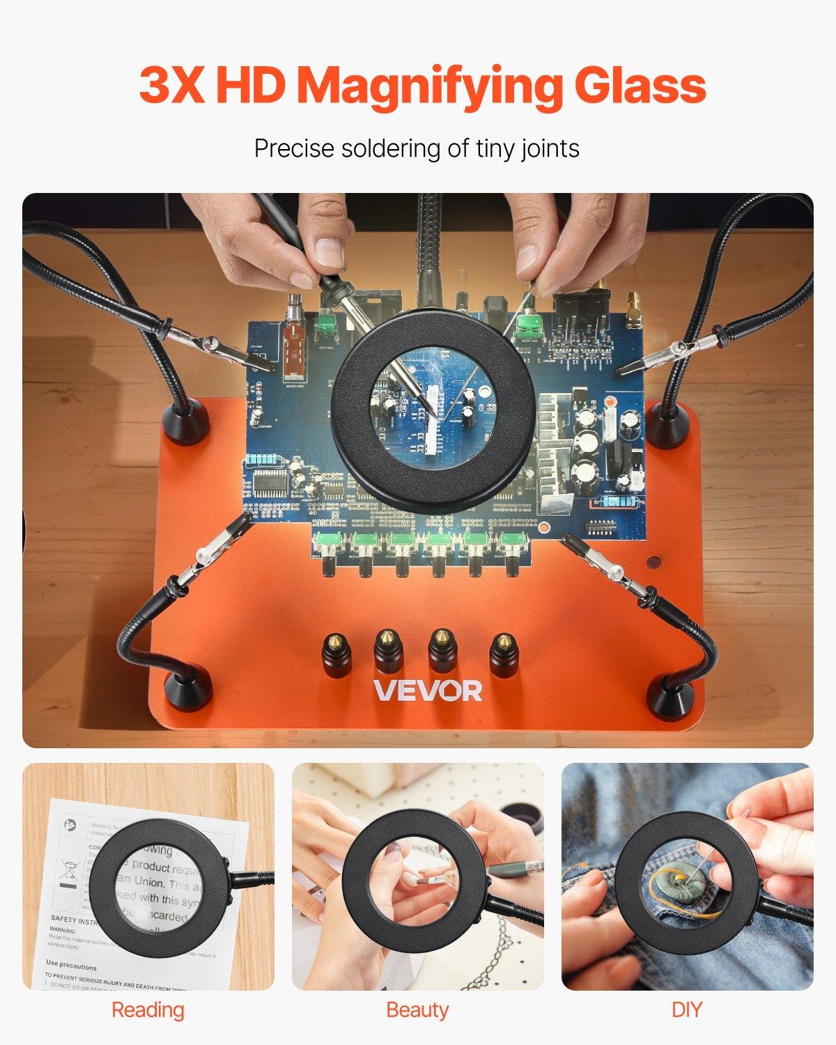 VEVOR Magnetic Helping Hands Soldering Station, 4 Flexible Arms Third ...