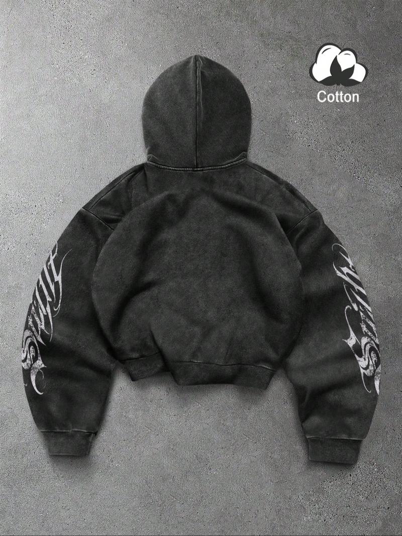 Unisex American Retro Dark Religious Angel Print Hoodie, Distressed ...