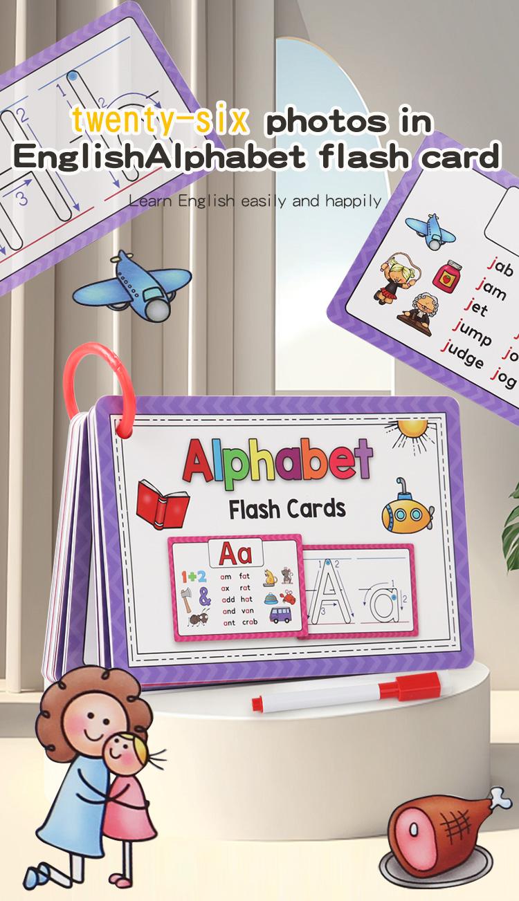 Montessori Stem Flash Cards for Early Education, Dual-Sided Letter Word ...