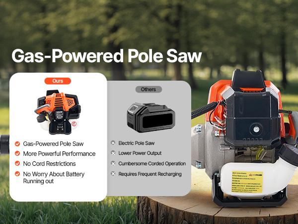 fathersdaygift VEVOR Gas Pole Saw, 25CC 2 Stroke Gas Powered Pole Saws ...