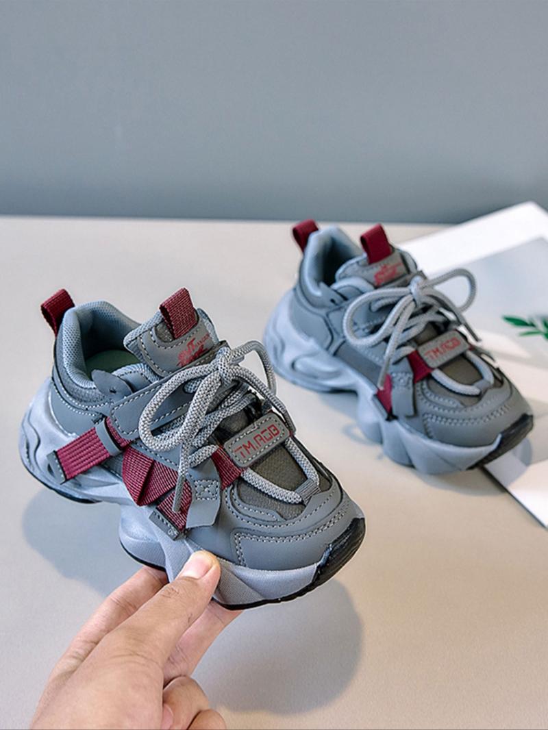 Unisex Kids Cool Dad Shoes Colorblock Velcro Laces Easy Wear Thick Sole ...