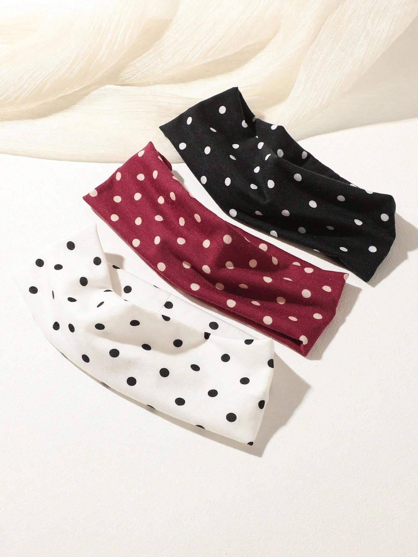 3 Pcs Retro Polka Dot Hairbands, Fashion Sports Headwear, Quick-Dry ...