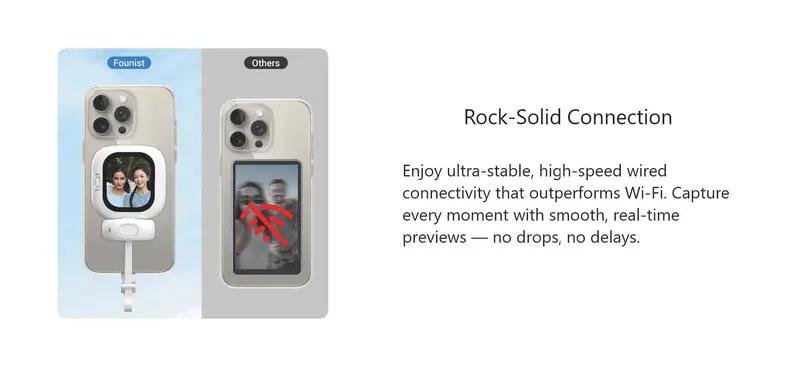 FOUNIST Vlogmate Mini for iPhone 5-17, 1080P/2K Magnetic Plug-and-Play ...