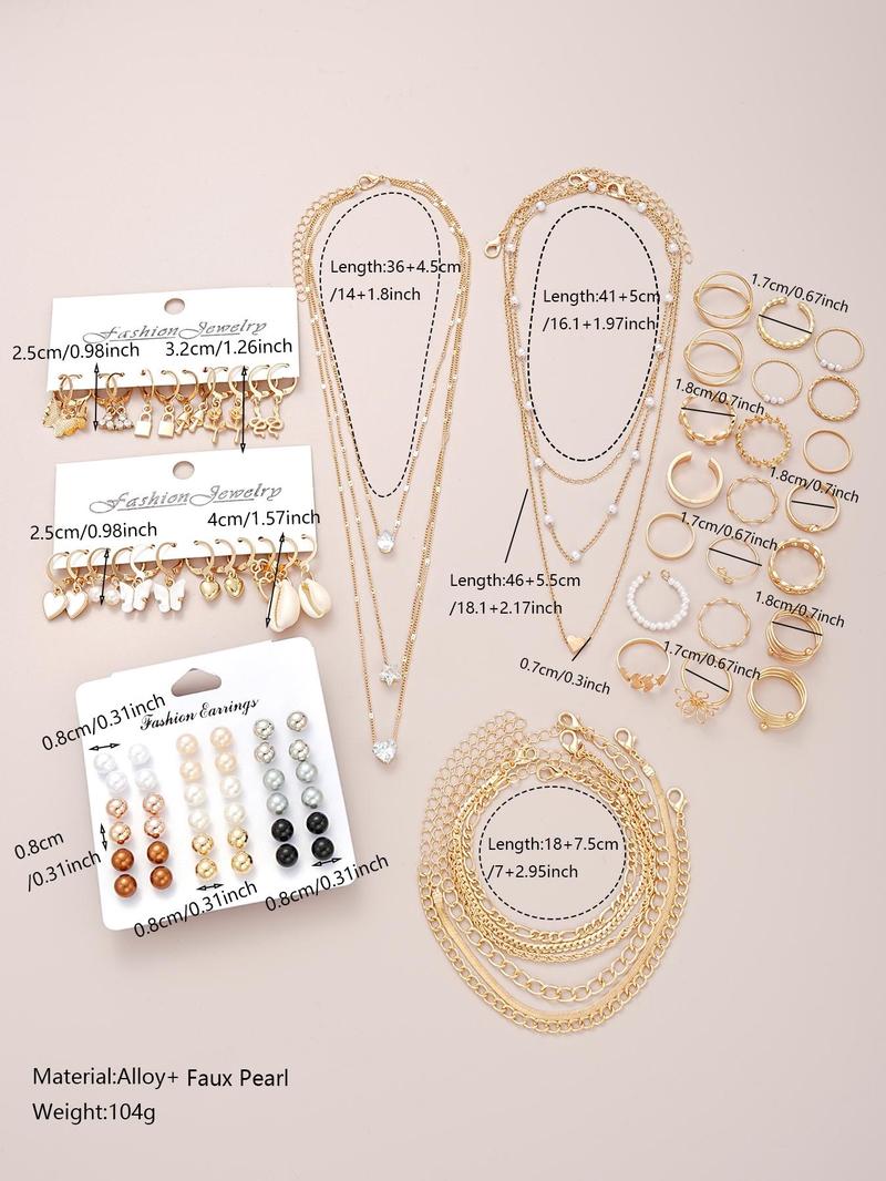 Fashion Faux Pearl Decorated Jewelry, Heart & Flower & Geometric Shape ...