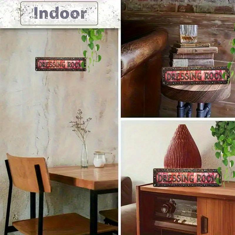 1PC 2D Flat Retro Iron "Dressing Room" Wall Hanging - 3.95"x15.7 ...