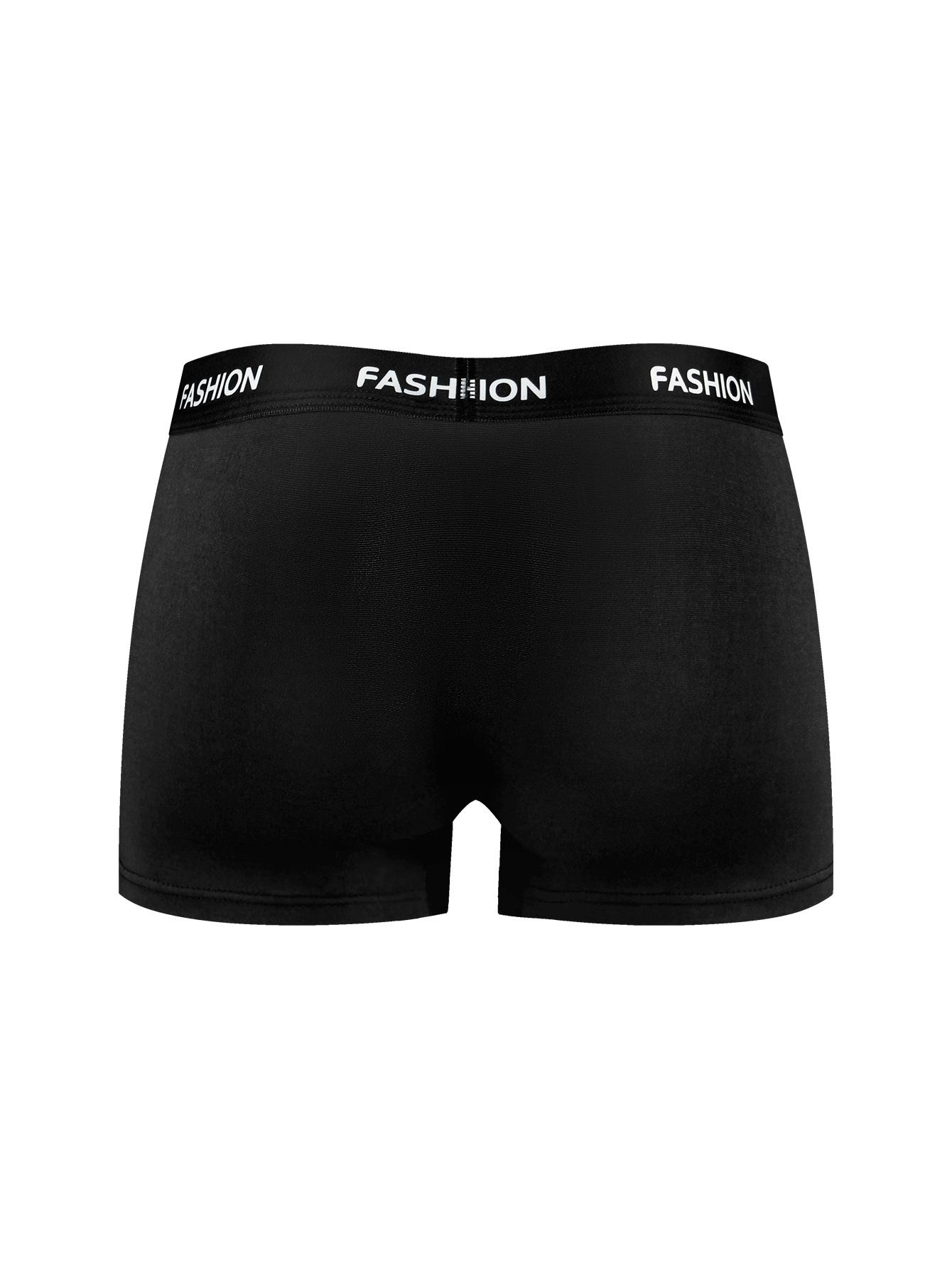 6 pcs men's solid color flat cornered underwear, Stretchy boxer briefs ...