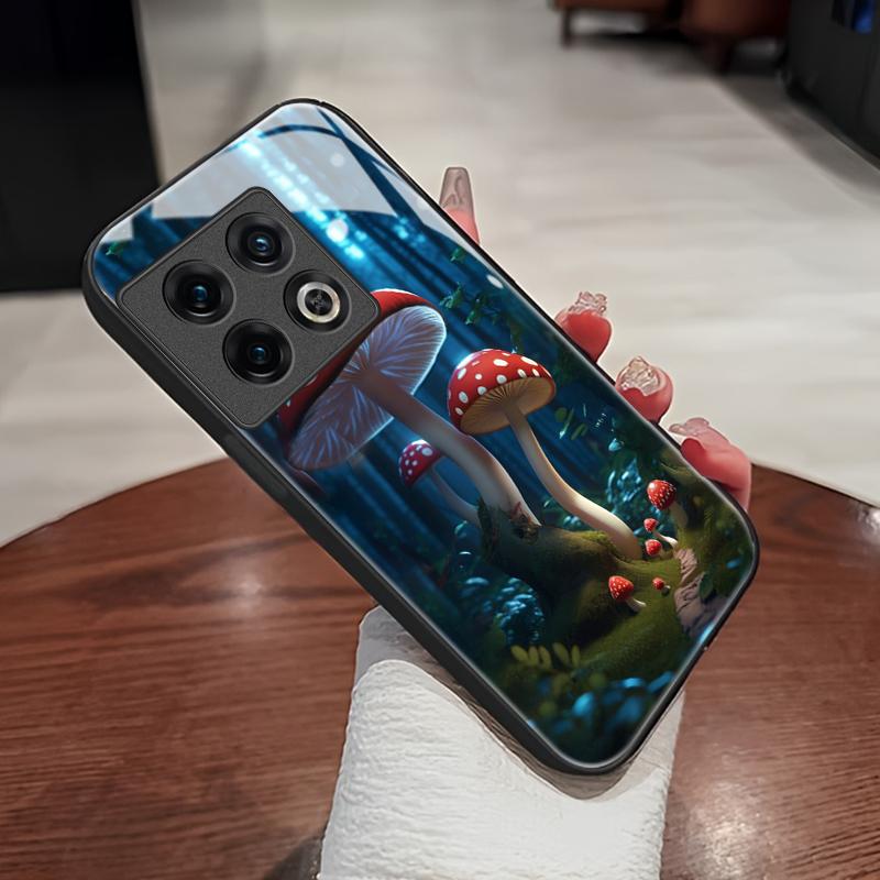 Enchanted Forest Mushrooms pattern Black Frame Glass Phone Case ...