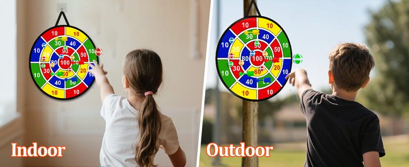 29 Inch Dart Board Game, Sticky Ball Darts Board with 12pcs Balls & 4 ...