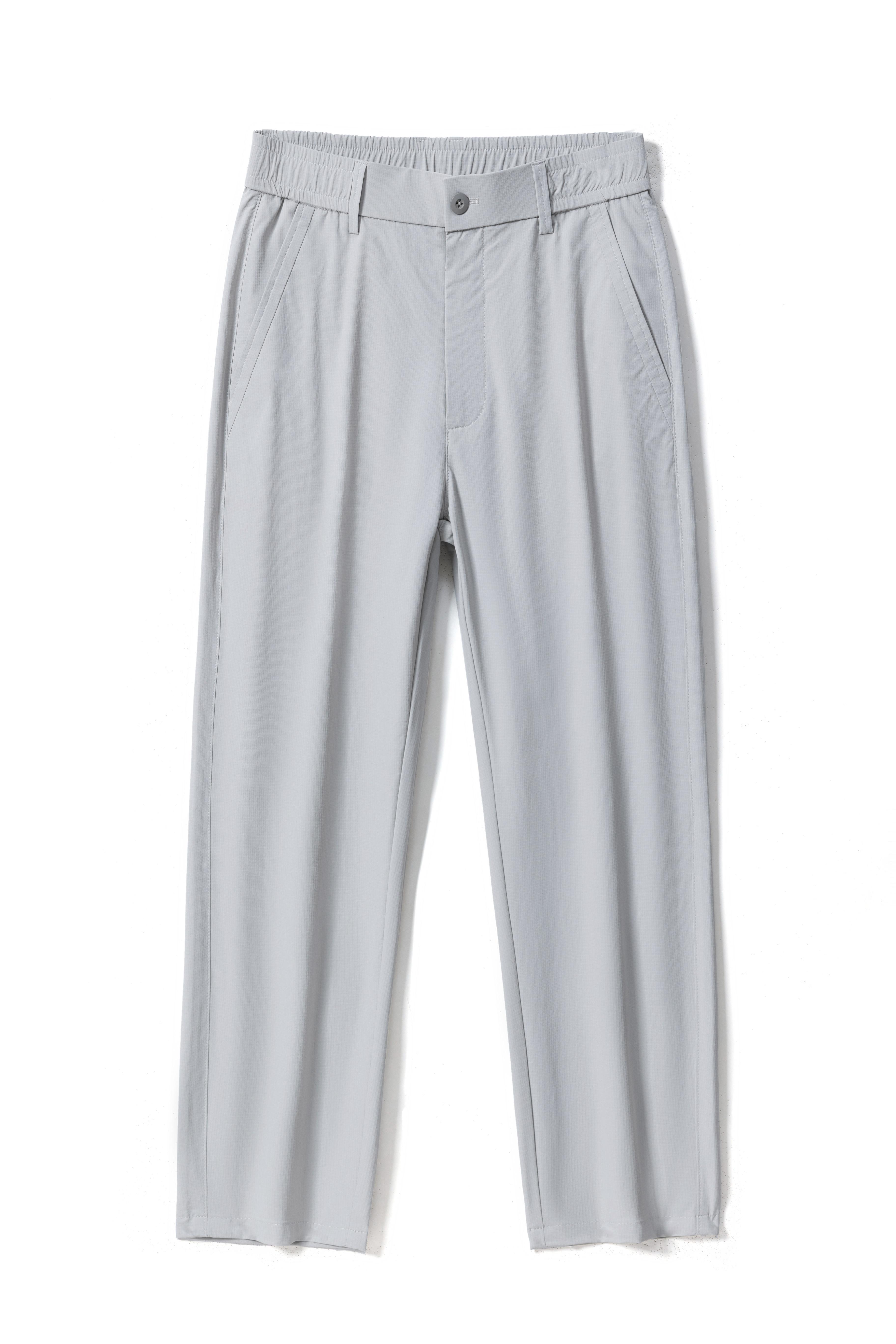 Men's Slim-Fit Formal 9-Length Trousers—crafted from a cotton-spandex ...