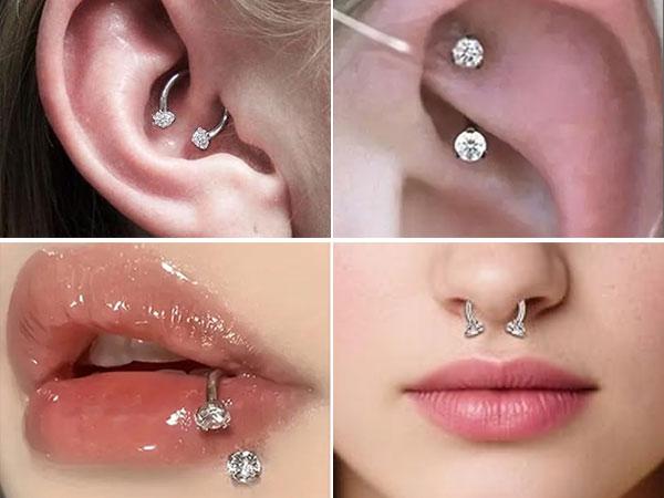 2Pcs Horseshoe Nose Rings Studs, 16G/18G/20G Internally Threaded Nose ...