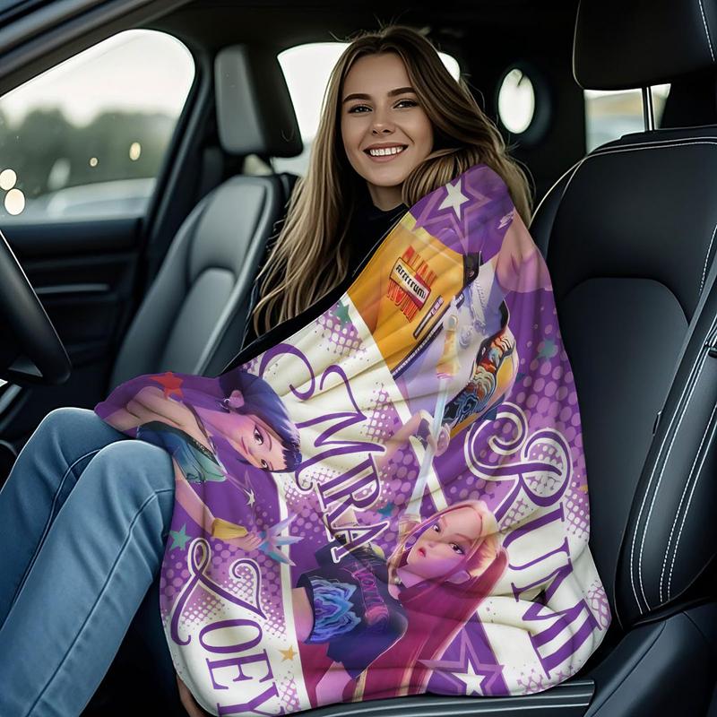 K-Pop Demon Hunters Pattern Plush Blanket, Soft Warm Lightweight Throw ...