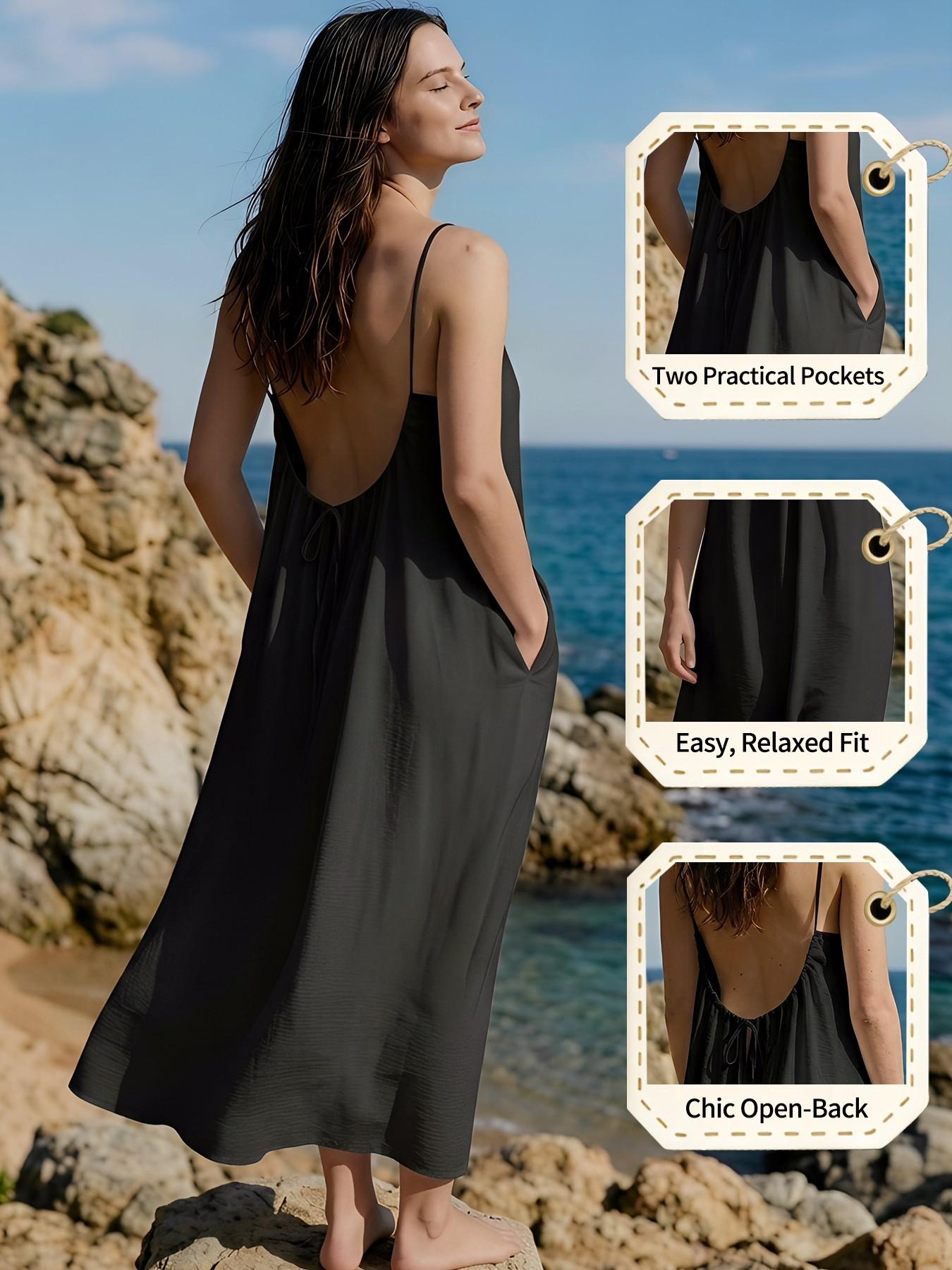 Summer Women's Long Nightdress, Elegant Loose-Fitting Plain Design ...